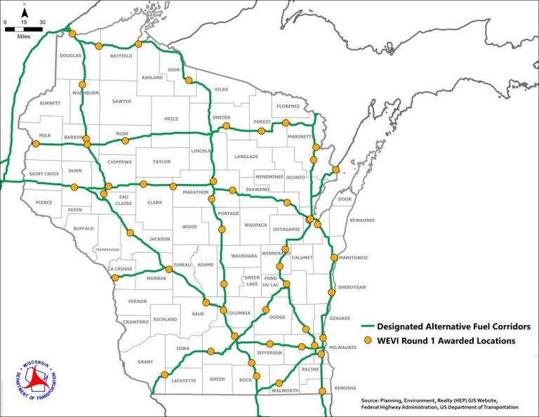 Over 50 locations across Wisconsin selected for federally funded EV ...