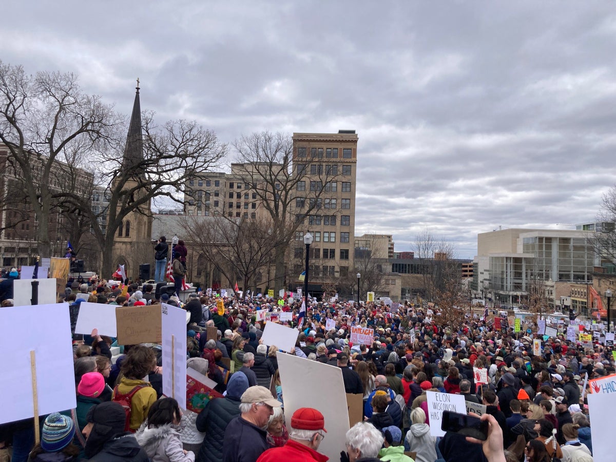 Thousands across Wisconsin protest cuts under Trump, Musk - WPR