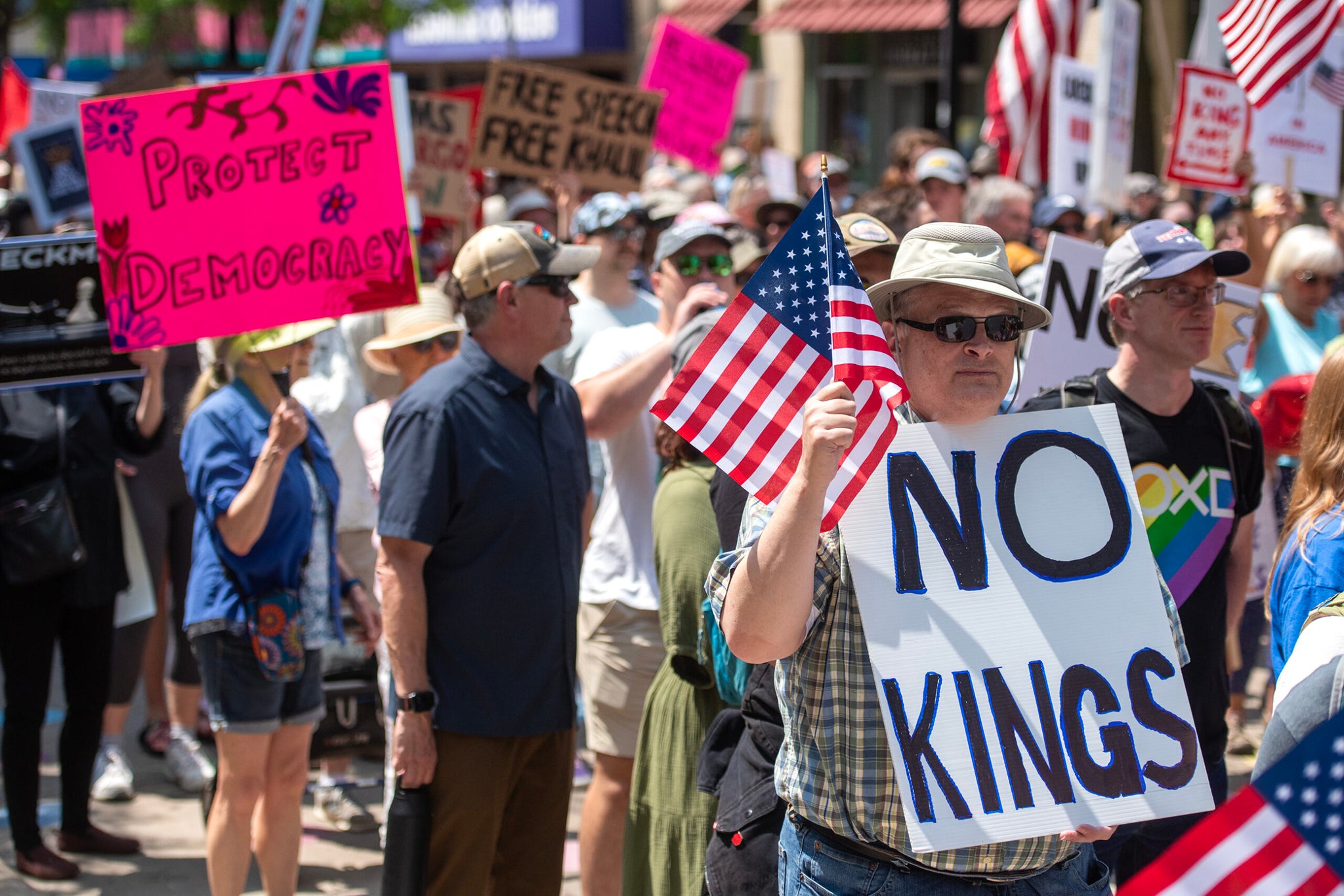 Protesters gather for 'No Kings' events across Wisconsin - WPR