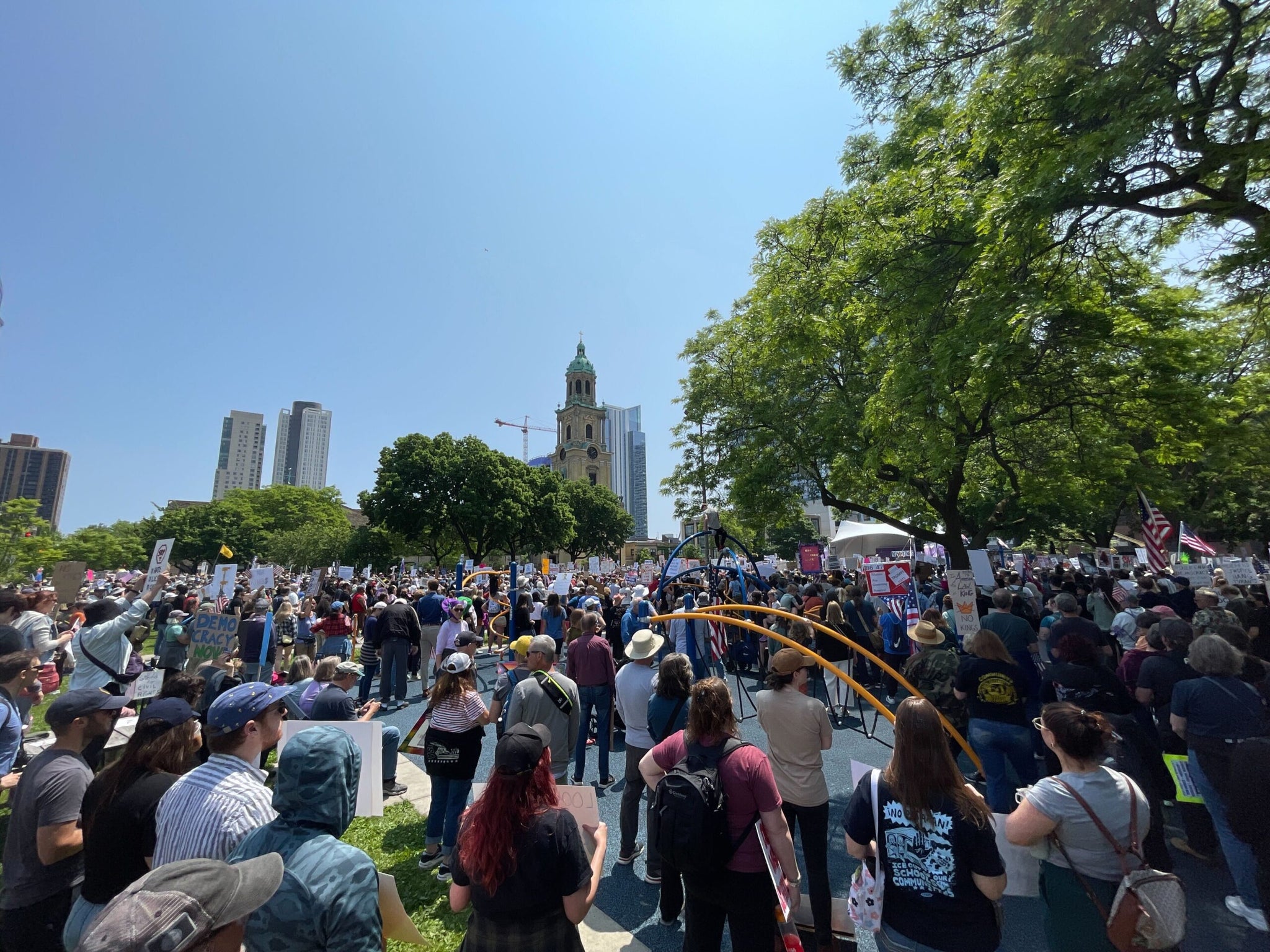 Protesters gather for 'No Kings' events across Wisconsin - WPR